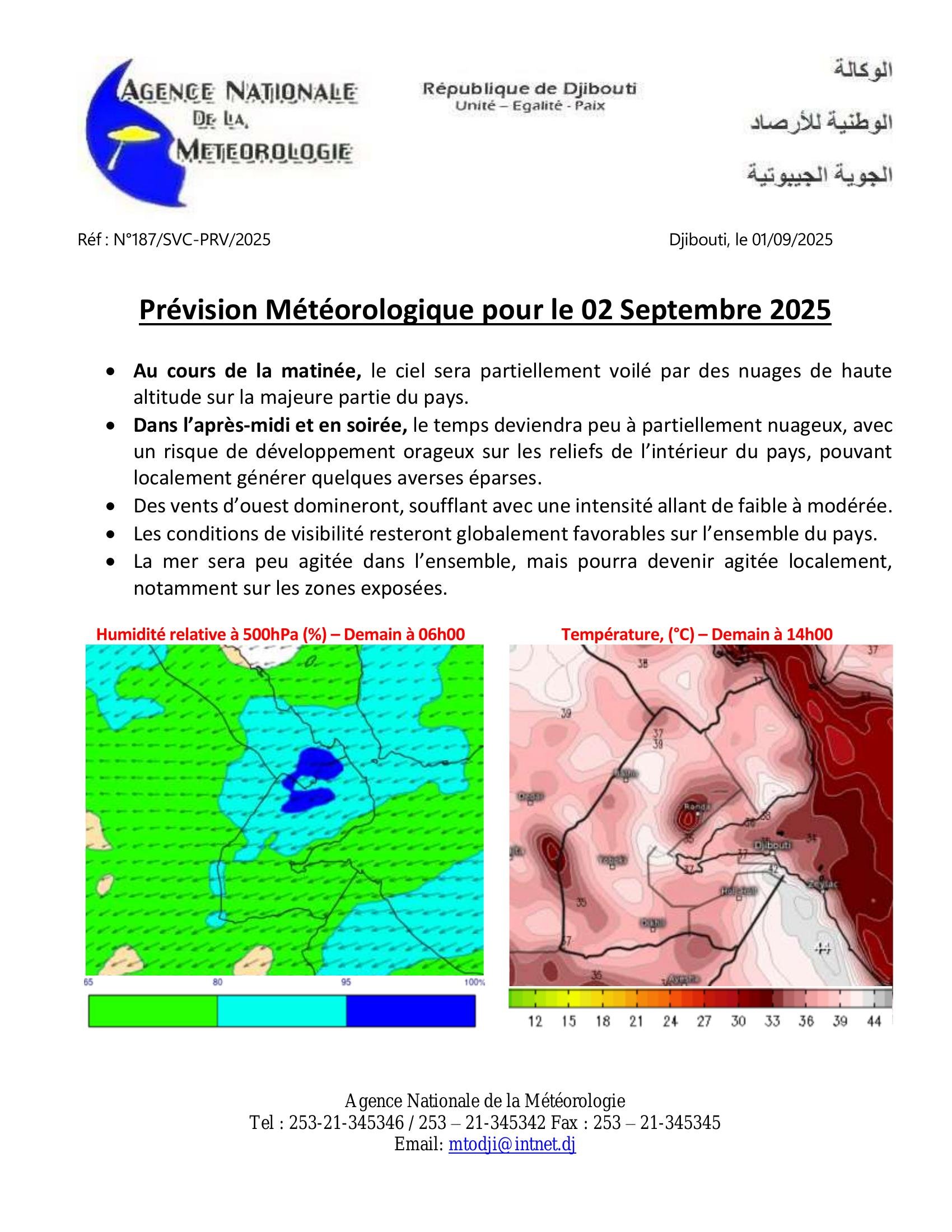 Prévision Météorologique Quotidienne-02 Septembre 2025