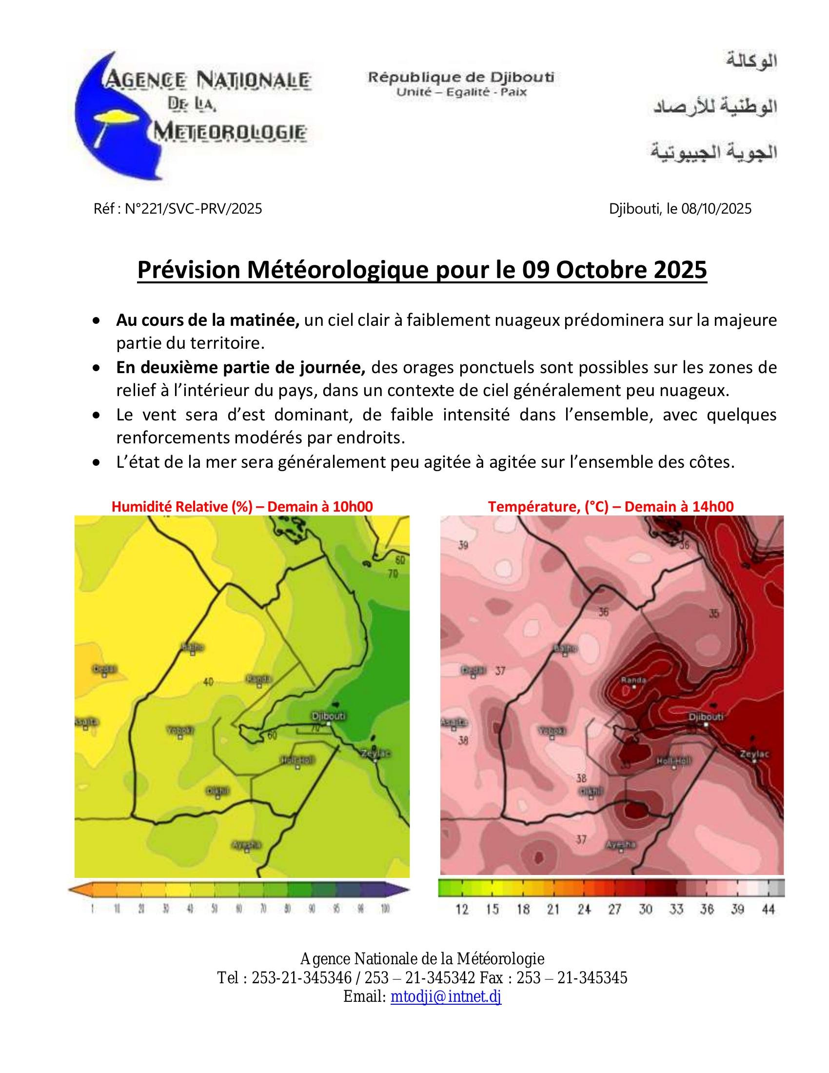 Prévision Météorologique Quotidienne - 09 Octobre 2025