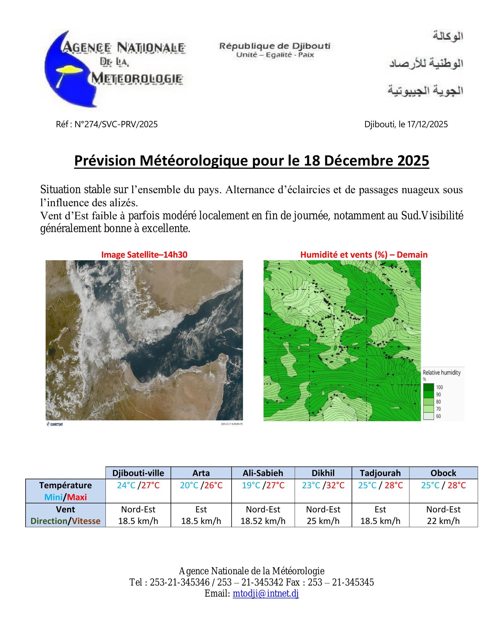 Prévision Météorologique Quotidienne-18 Decembre 2025